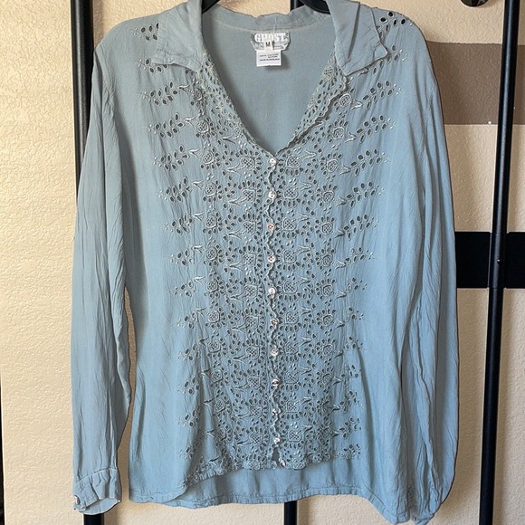 Ghost | Tops | Ghost Made In England Womens Eyelet Button Down Blouse ...
